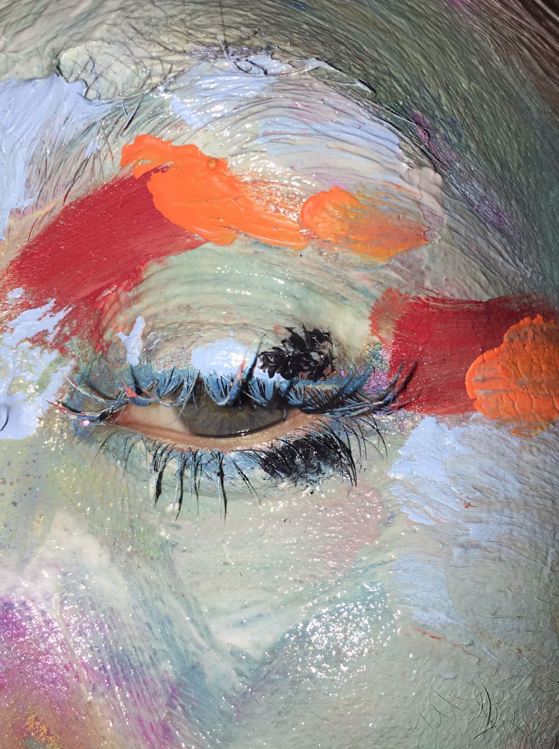 Ugly Make up revolution red orange and green make up eye shadow ...