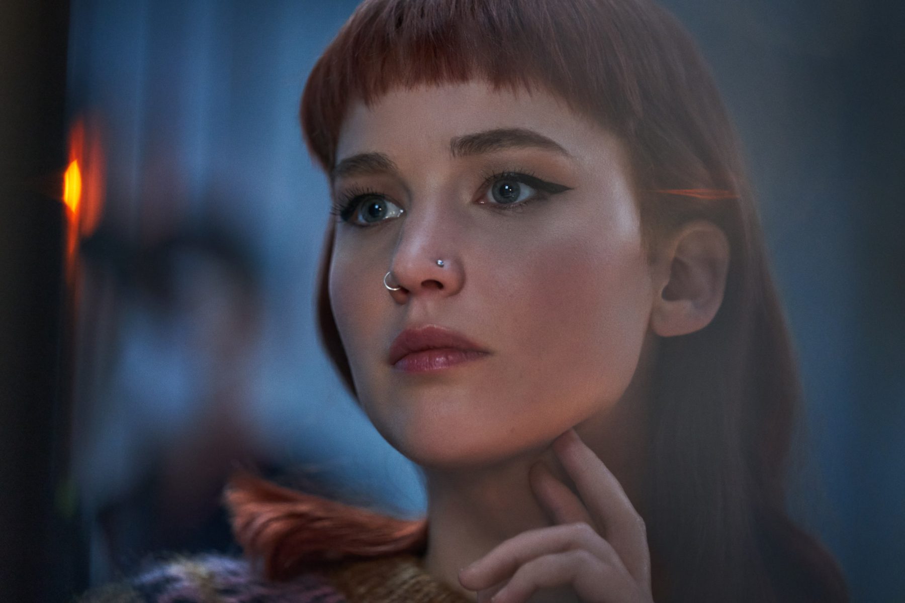 DON'T LOOK UP (L to R). Jennifer Lawrence as Kate Dibiasky. Cr. Niko ...